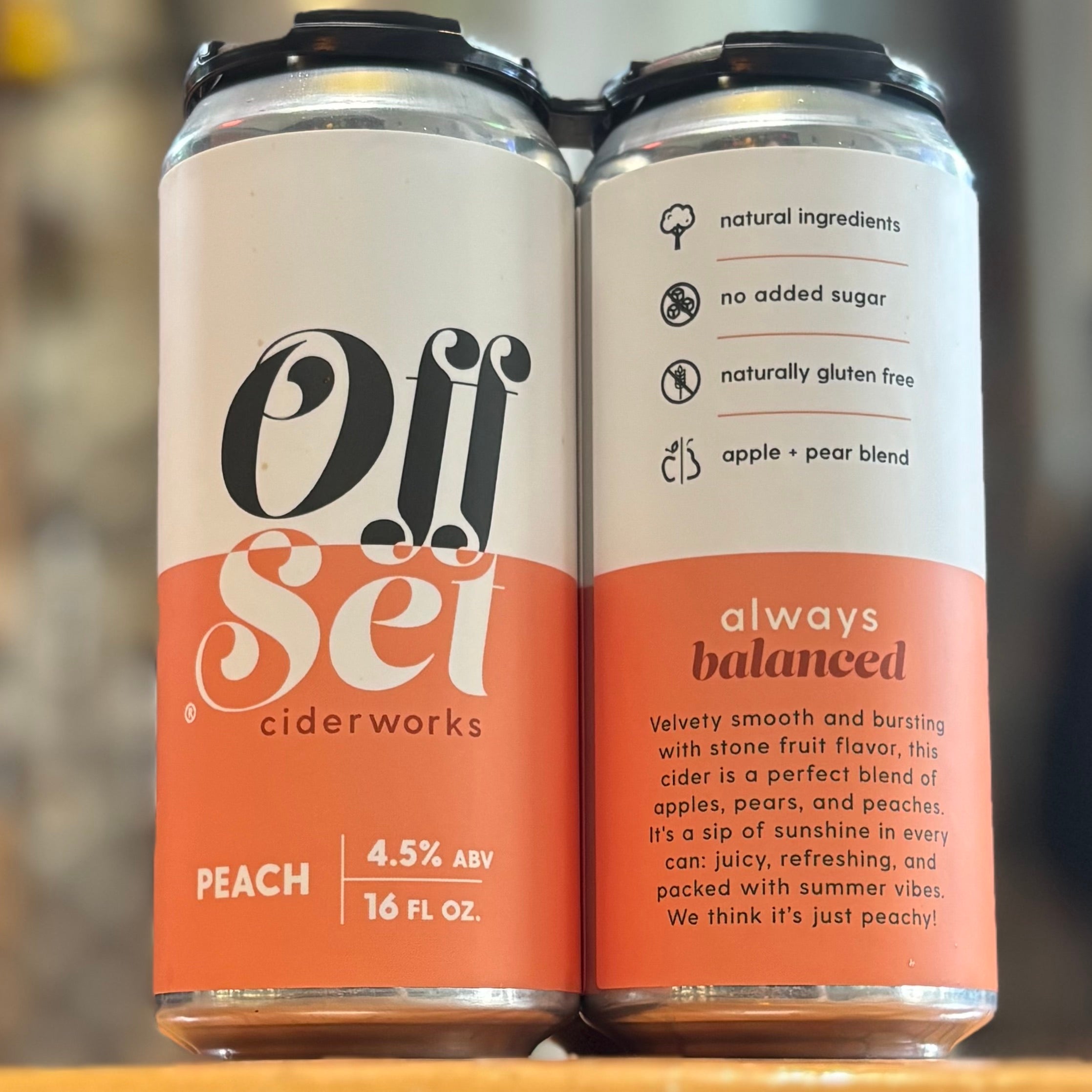 Offset Peach Hard Cider - WA - 16oz C | RIDGEWOOD BOTTLE & TAP